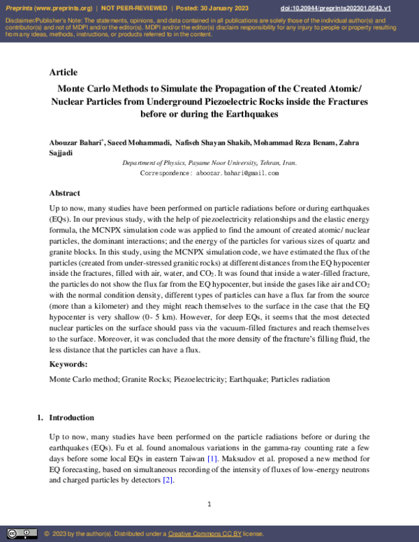 (PDF) Monte Carlo Methods to Simulate the Propagation of the Created ...