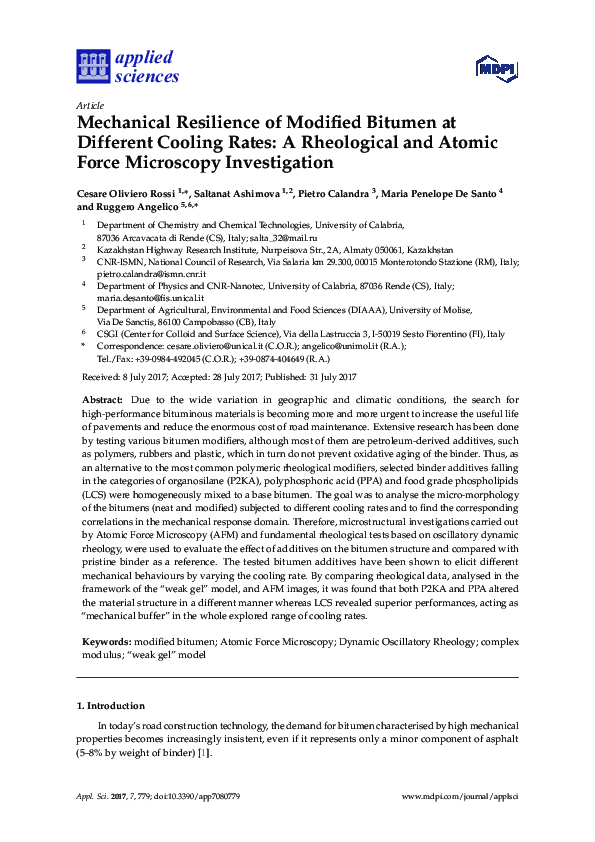 (PDF) Mechanical Resilience of Modified Bitumen at Different Cooling ...