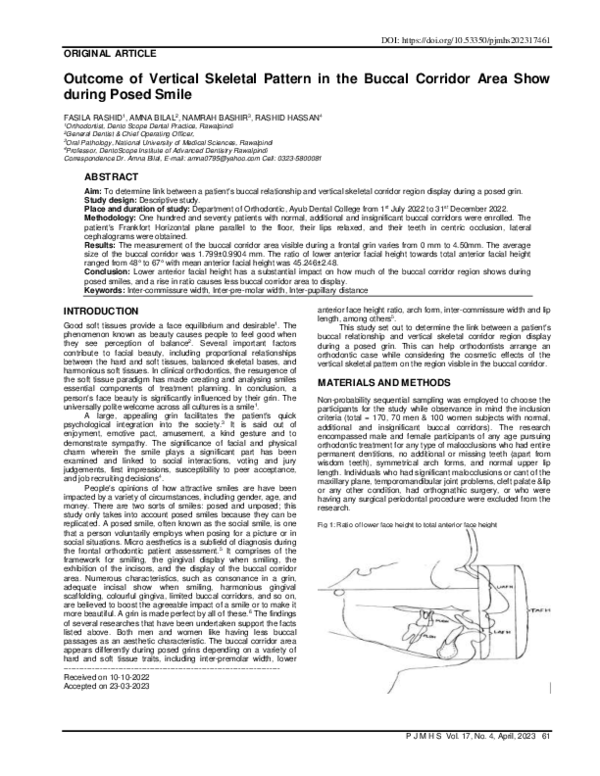 (PDF) Outcome of Vertical Skeletal Pattern in the Buccal Corridor Area ...