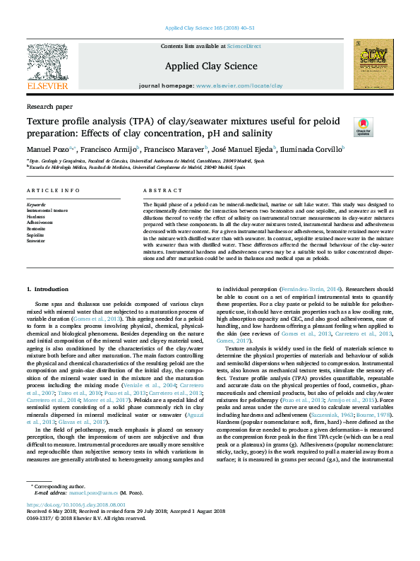 (PDF) Texture profile analysis (TPA) of clay/seawater mixtures useful ...