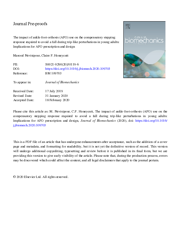 (PDF) The impact of ankle-foot-orthosis (AFO) use on the compensatory ...