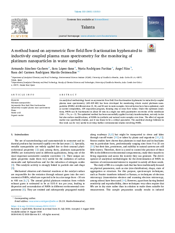 (PDF) A method based on asymmetric flow field flow fractionation hyphenated to inductively ...