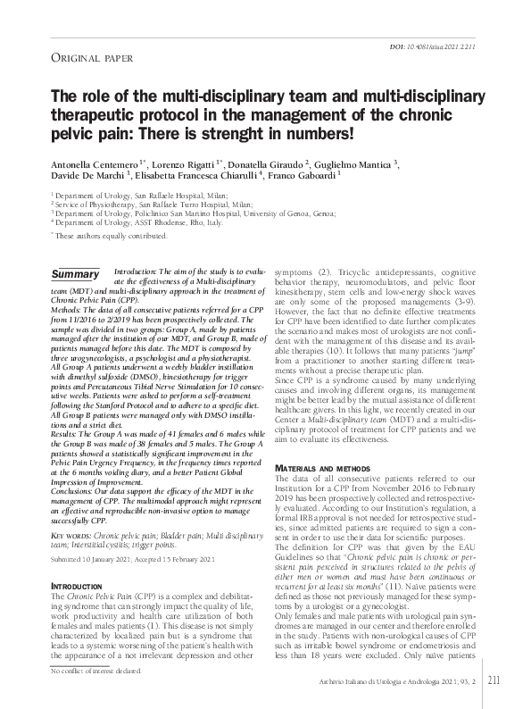 (PDF) The role of the multi-disciplinary team and multi-disciplinary therapeutic protocol in the ...