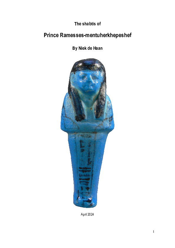 (PDF) The shabtis of Prince Ramesses-mentuherkhepeshef