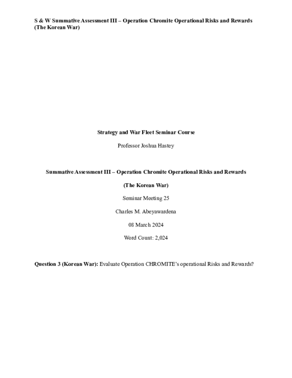 (PDF) Operation CHROMITE Operational Risks & Rewards