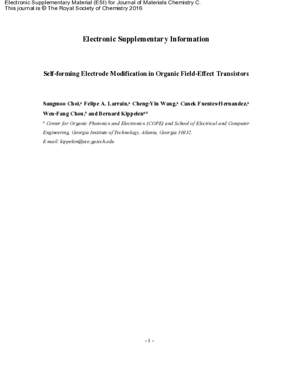 (PDF) Self-forming electrode modification in organic field-effect transistors