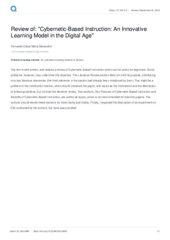 (PDF) Review of: "Cybernetic-Based Instruction: An Innovative Learning ...