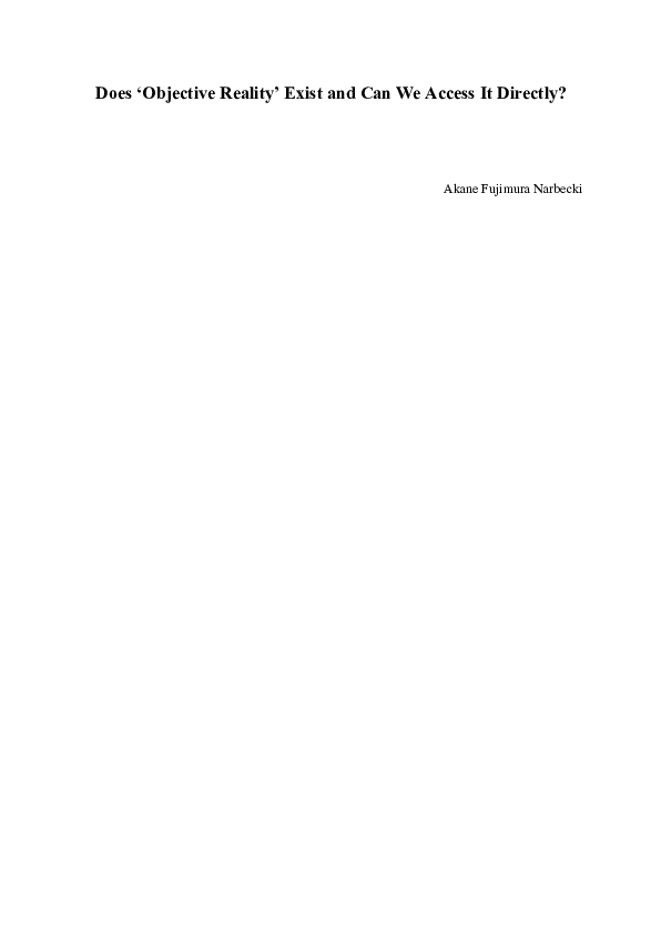 (PDF) Does 'Objective Reality' Exist and Can We Access It Directly