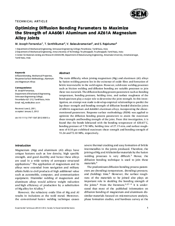(PDF) Optimizing Diffusion Bonding Parameters to Maximize the Strength ...