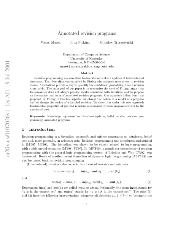 (PDF) Annotated revision programs