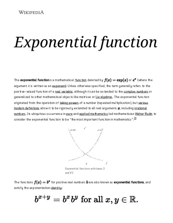 (PDF) Exponential function Wikipedia