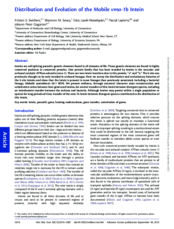 (PDF) Distribution and Evolution of the Mobile vma-1b Intein