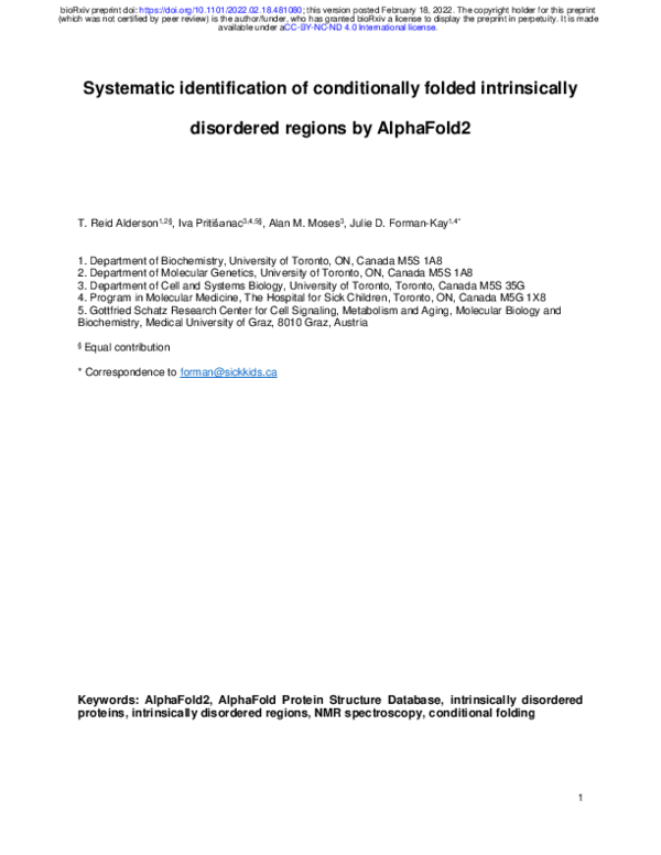 (PDF) Systematic identification of conditionally folded intrinsically ...
