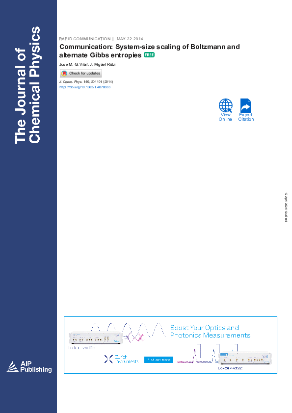 (PDF) Communication: System-size scaling of Boltzmann and alternate ...