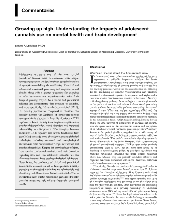 (PDF) Growing up high: Understanding the impacts of adolescent cannabis ...