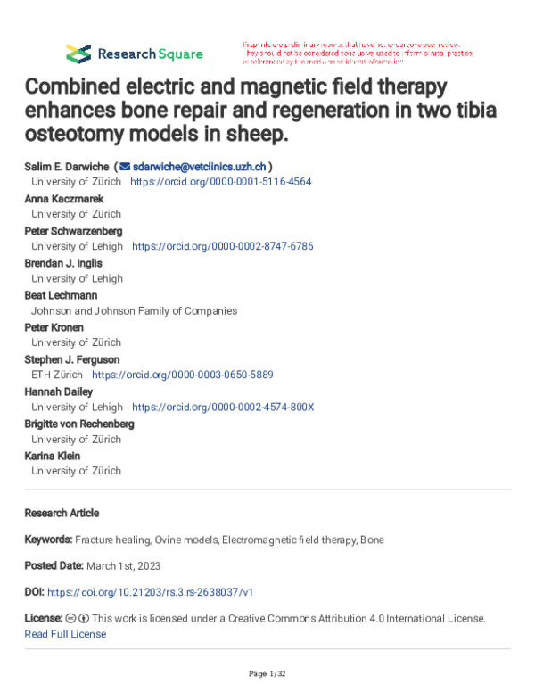 (PDF) Combined electric and magnetic field therapy enhances bone repair ...