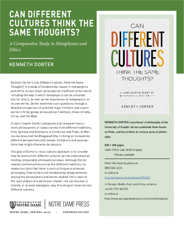 (PDF) Can Different Cultures Think the Same Thoughts?: A Comparative ...