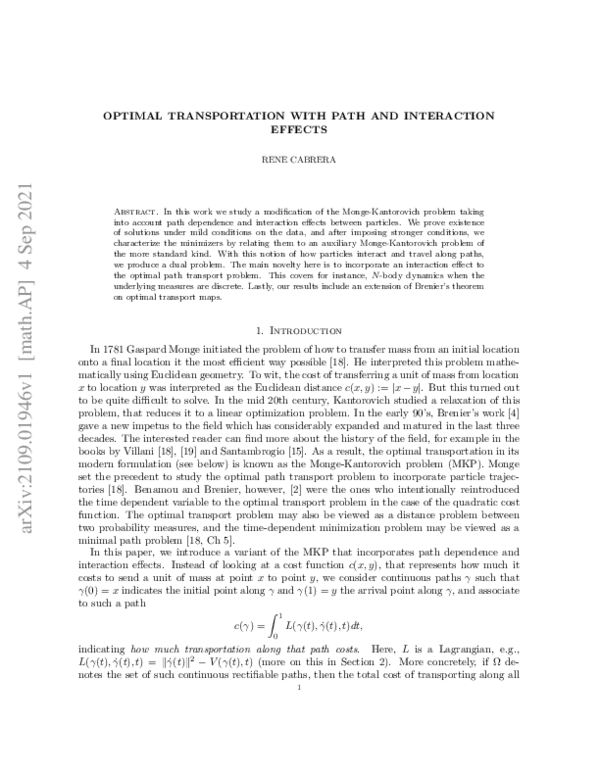 (PDF) Optimal transportation with path and interaction effects