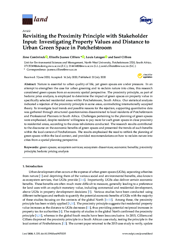 (PDF) Revisiting the Proximity Principle with Stakeholder Input: Investigating Property Values ...