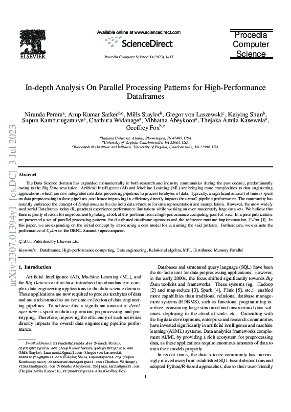 (PDF) In-depth Analysis On Parallel Processing Patterns for High-Performance Dataframes