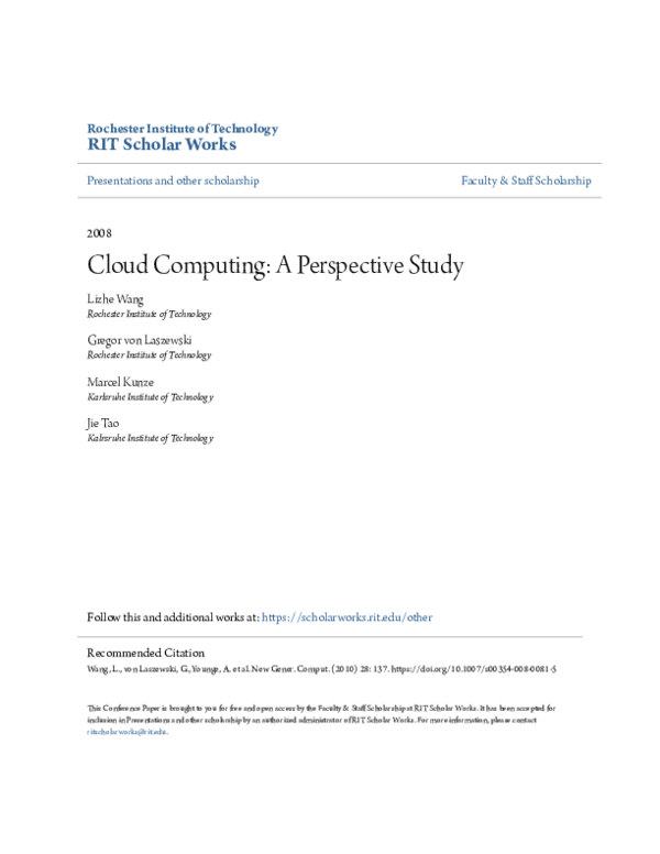 (PDF) Cloud Computing: a Perspective Study