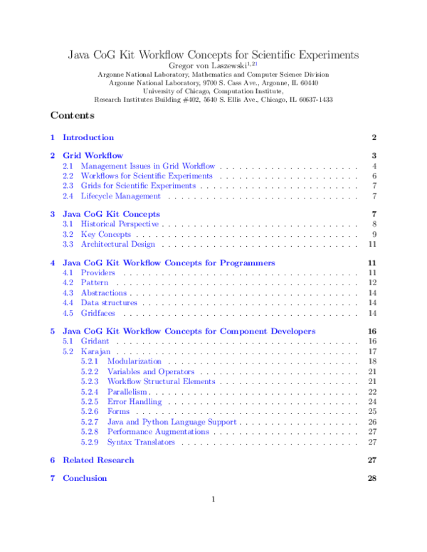 (PDF) Workflow Concepts of the Java CoG Kit