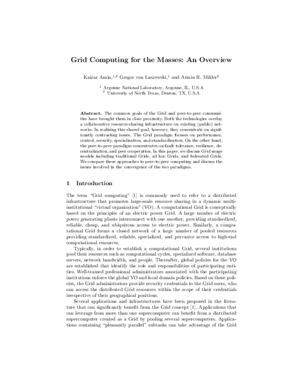(PDF) Grid Computing for the Masses: An Overview | Gregor Von Laszewski - Academia.edu