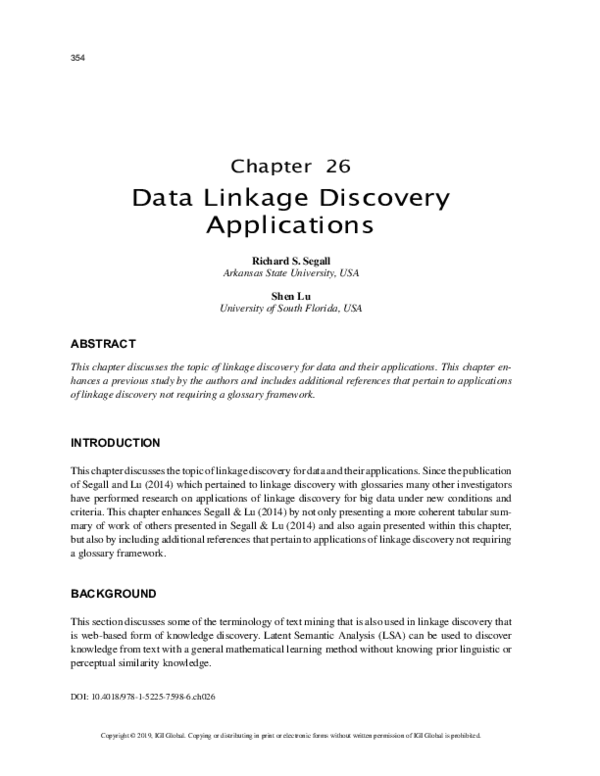 (PDF) Data Linkage Discovery Applications