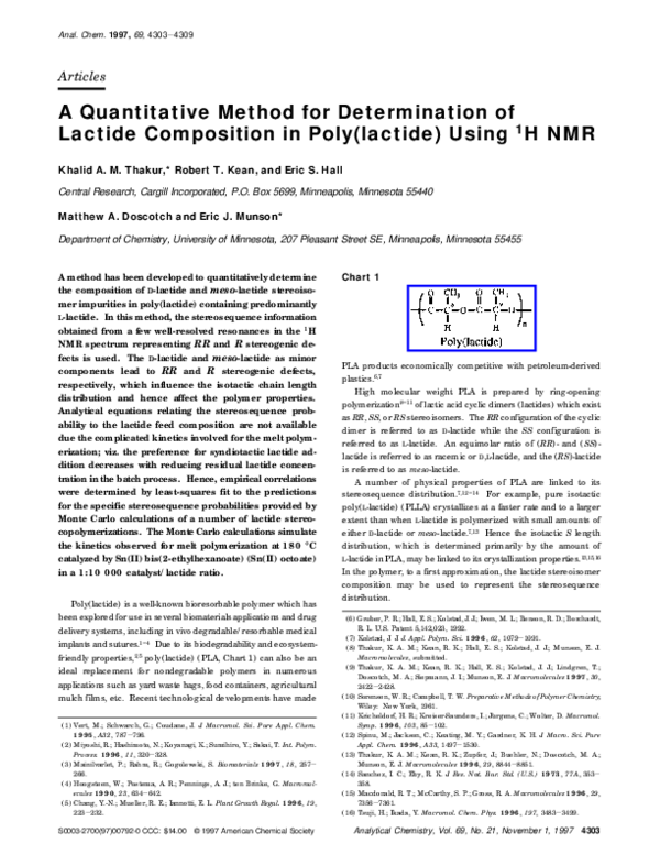 (PDF) A Quantitative Method for Determination of Lactide Composition in ...