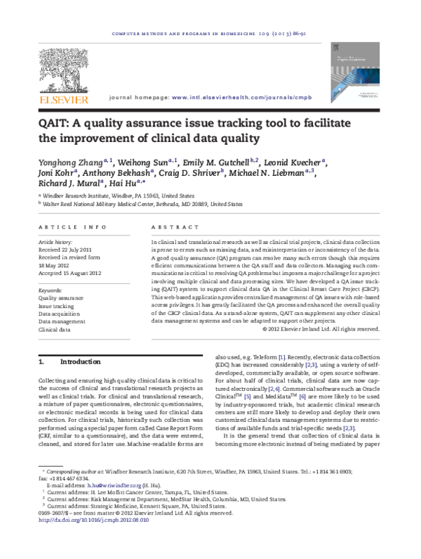 (PDF) QAIT: A quality assurance issue tracking tool to facilitate the ...
