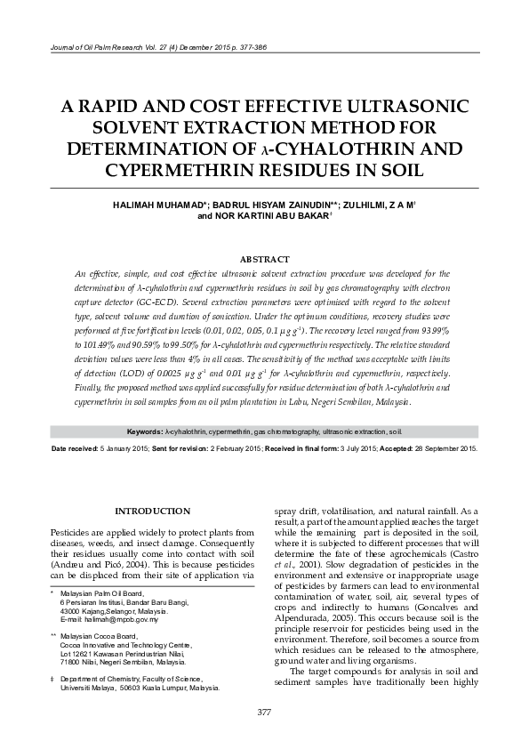 (PDF) A rapid and cost effective ultrasonic solvent extraction method ...