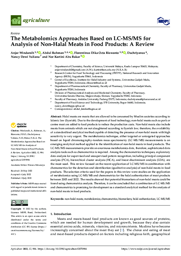 (PDF) The Metabolomics Approaches Based on LC-MS/MS for Analysis of Non ...