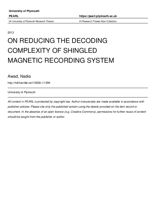 (PDF) On reducing the decoding complexity of shingled magnetic recording system