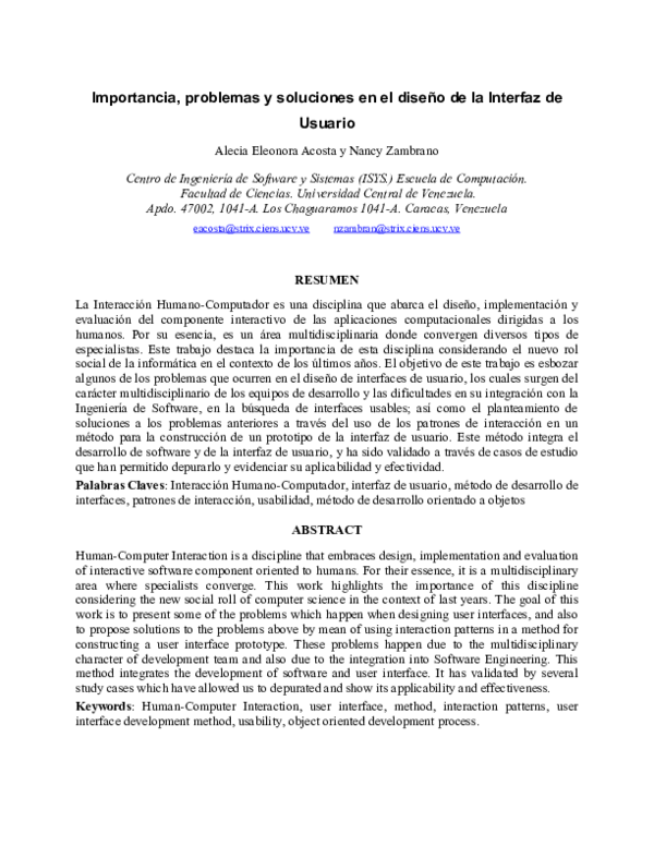 (PDF) Importancia, Problemas y Soluciones en El Diseño De La Interfaz ...
