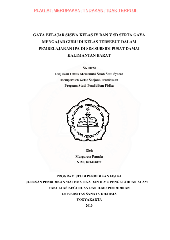 (PDF) Gaya belajar siswa kelas IV dan V SD serta gaya mengajar guru di kelas tersebut dalam ...