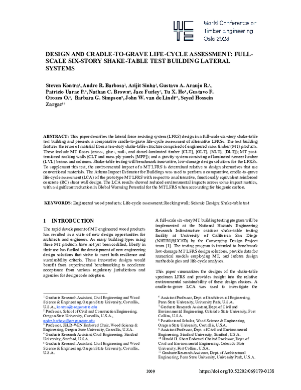 (PDF) Design and Cradle-To-Grave Life-Cycle Assessment: Full Scale Six ...