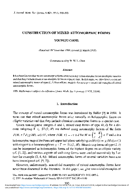 (PDF) Construction of mixed automorphic forms