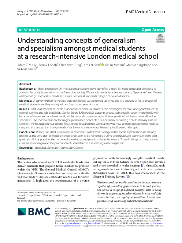 (PDF) Understanding concepts of generalism and specialism amongst ...