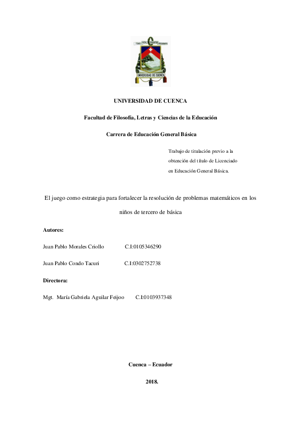 (PDF) El juego como estrategia para fortalecer la resolución de problemas matemáticos en los ...