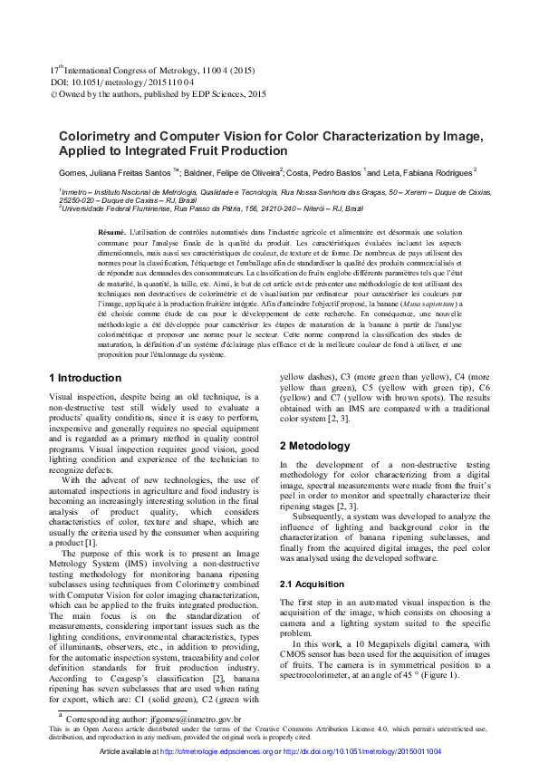 (PDF) Colorimetry and Computer Vision for Color Characterization by Image, Applied to Integrated ...