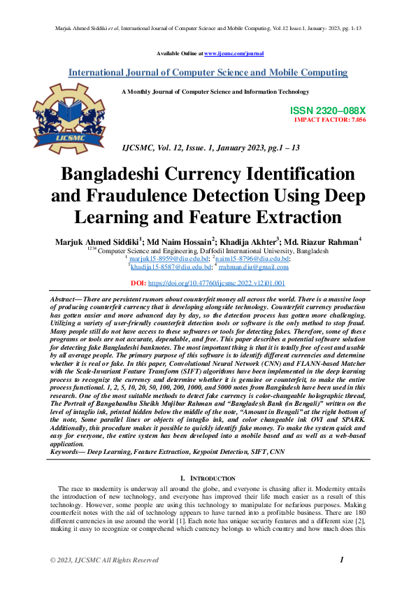 (PDF) Bangladeshi Currency Identification and Fraudulence Detection Using Deep Learning and ...