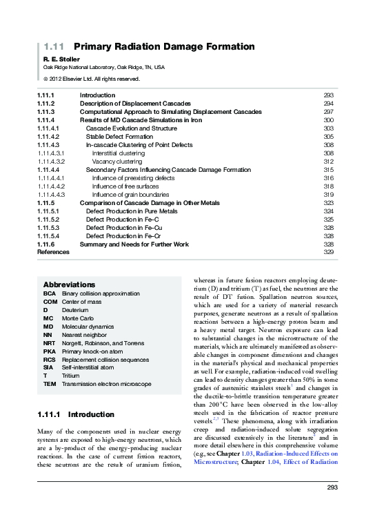 (PDF) Primary Radiation Damage Formation