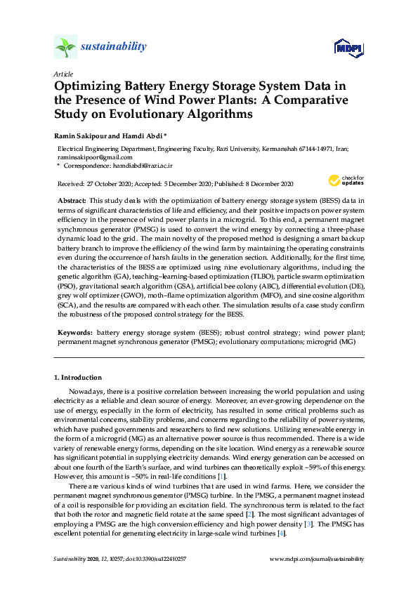 (PDF) Optimizing Battery Energy Storage System Data in the Presence of Wind Power Plants: A ...