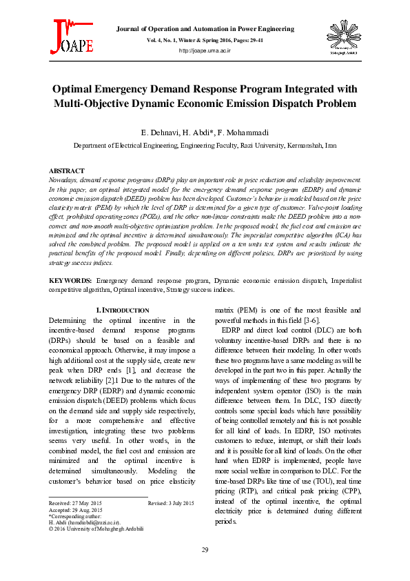 (PDF) Optimal emergency demand response program integrated with multi-objective dynamic economic ...