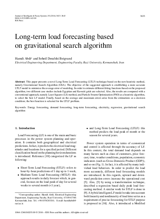 Pdf Long Term Load Forecasting Based On Gravitational Search Algorithm