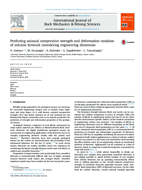 (PDF) Predicting the Uniaxial Compressive Strength and Static Young’s Modulus of Intact ...