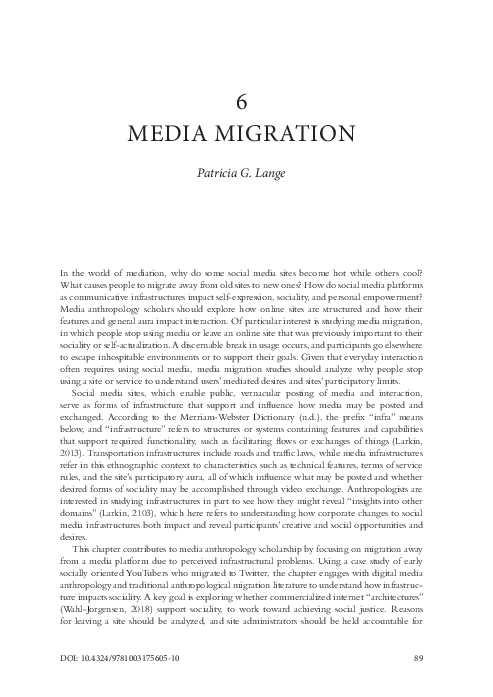 (PDF) Media Migration | Patricia Lange - Academia.edu
