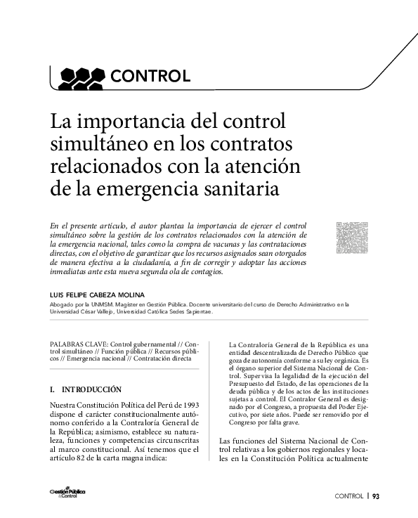 (PDF) La importancia del control simultáneo en los contratos relacionados con la atención de la ...