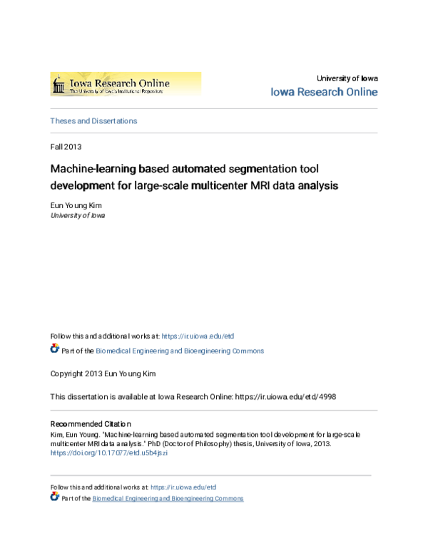 (PDF) Machine-learning based automated segmentation tool development for large-scale multicenter ...
