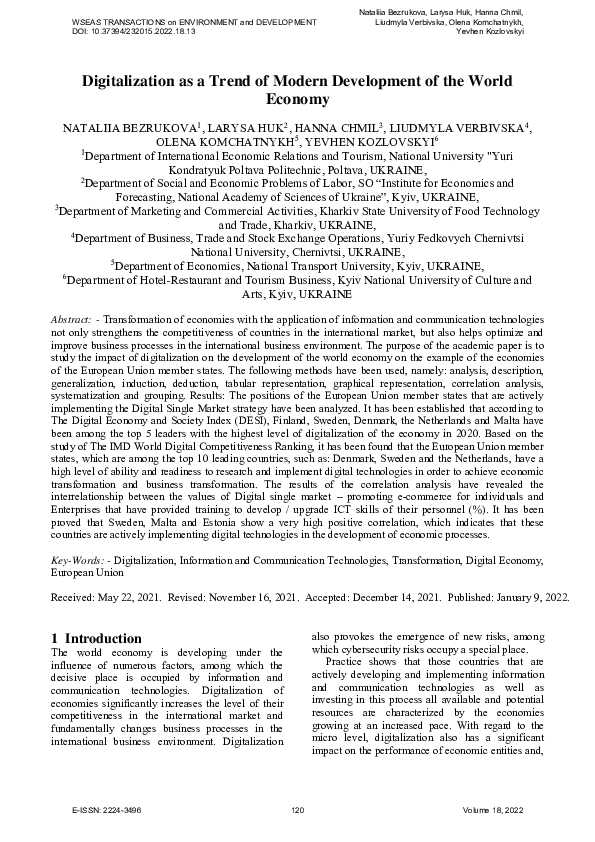 (PDF) Digitalization as a Trend of Modern Development of the World Economy